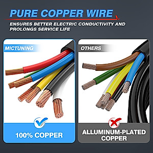 MICTUNING Heavy Duty 7 Way Plug Inline Trailer Cord with 7 Gang Junction Box 16 Feet, Weatherproof