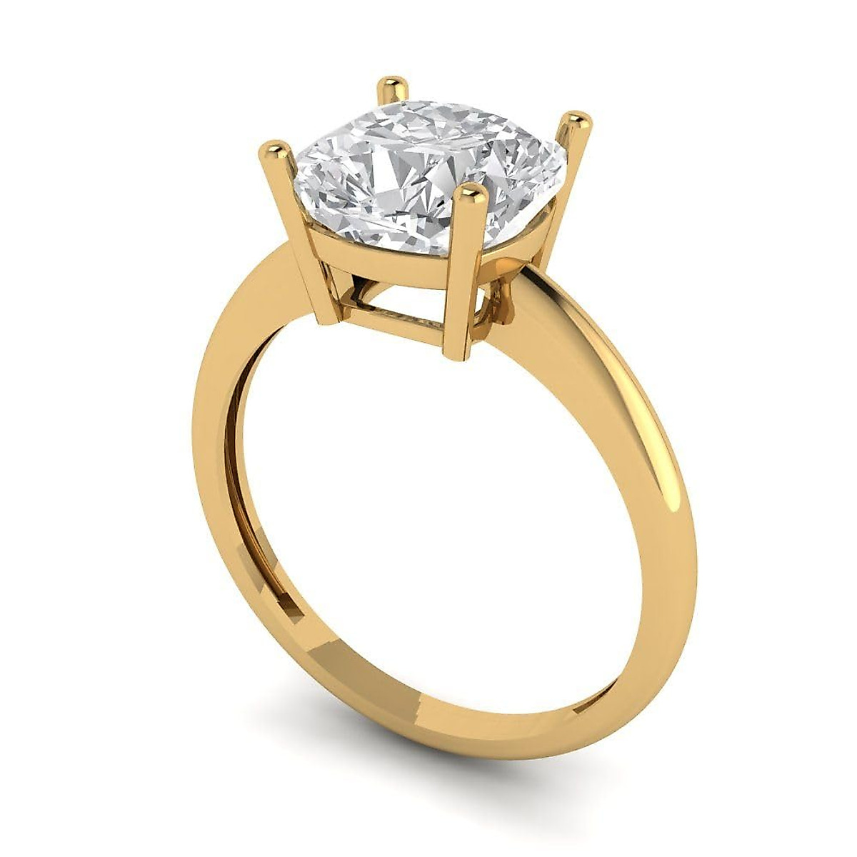 Clara Pucci 2.5 ct Cushion Cut Solitaire Moissanite Engagement Wedding Bridal Promise Anniversary Ring 18K Yellow Gold Size 5.5