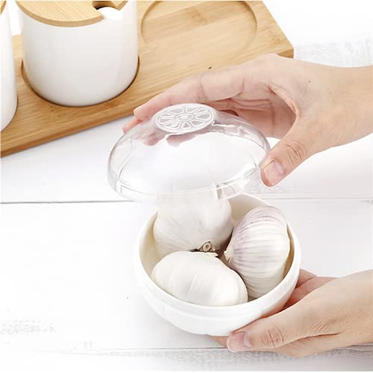 XIYUAN 5Pack Fruit and Vegetable Storage Containers Set,Green Pepper Saver, Onion and Garlic Storage Container Tomato and Lemon Keeper, Refrigerator Vegetable Crisper Food Storage Containers Holder