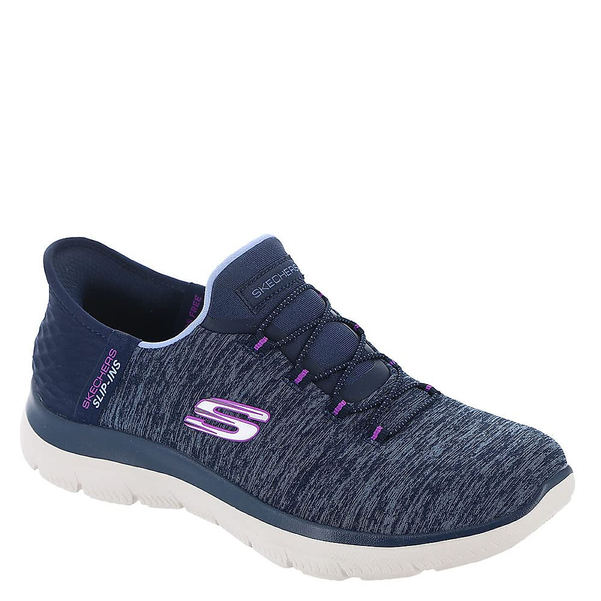 Skechers Women's Hands Free Slip Ins Summits Dazzling Haze Sneaker, Navy Purple, 8