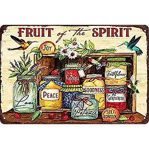 Krouterebs Fruit of The Spirit Peace Kindness Decor Poster No Frame Metal Tin Sign Hanging Retro Plaque Kitchen Poster Cafe Bar Pub Store Man cave Art Novelty Designs 8X12 Inch