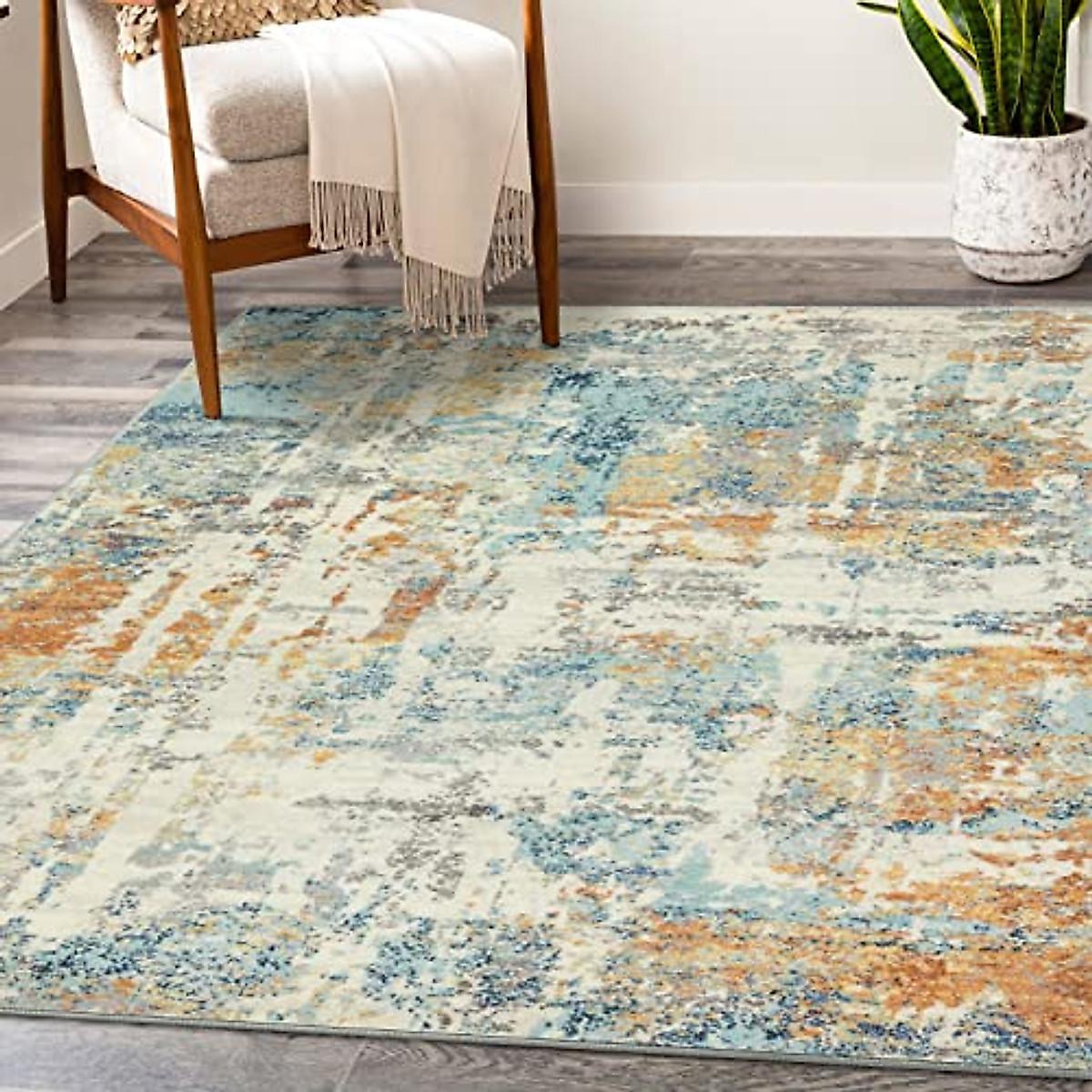 LUXE WEAVERS Artistic Distressed Multi 5x7 Abstract Area Rug, Stain Resistant Carpet