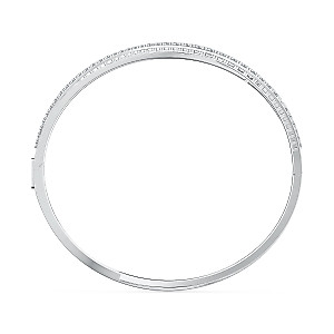 SWAROVSKI Hyperbola Women's Bangle Bracelet with Clear Crystals on a Rhodium Finished Setting, Size M