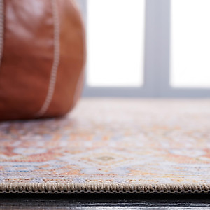 SAFAVIEH Tucson Collection Area Rug - 8' x 10', Beige & Rust, Boho Design, Non-Shedding Machine Washable & Slip Resistant Ideal for High Traffic Areas in Living Room, Bedroom (TSN166B)