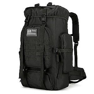 W WINTMING 45L Hiking Backpack Camping Rucksack Molle Military Backpack for Outdoor Traveling (Black)