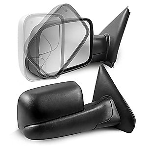 MOSTPLUS Power Heated Towing Mirror Compatible for 2002-2008 Dodge Ram 1500/2003-2009 Ram 2500 3500 with Manul Telescoping(Set of 2)