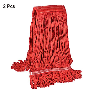 MECCANIXITY Commercial Mop Heads Replacement 40x27cm Cotton Yarn for Wet/Dry Mop Floor Cleaning Pads, Red Pack of 2
