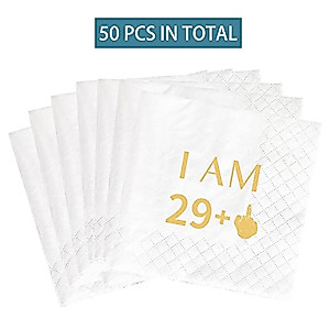 30th Birthday Cocktail Napkins, 30th Birthday Party Decorations Gifts for Men and Women, “I Am 29+1” Birthday Party Supplies Favor for Cake Dessert Table, 50-Pack 2-Ply | 4.5 x 4.5 inch folded