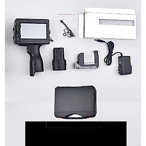 Large Character Handheld Inkjet Printer Print Height 1 inch for Barcode Date Logo Batch Text on Card Bag Box Wood Plastic Portable Inkjet Labeler 4.3 Inch HD LED Touch Screen 2 Black Ink Cartridge