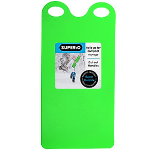 Superio Flexible Carpet Sled, Rollup Flying Carpet with Handles, 54" Lightweight Snow Rolling Slider for Kids and Adults, Flat Snow Sled for Quilting (Green)