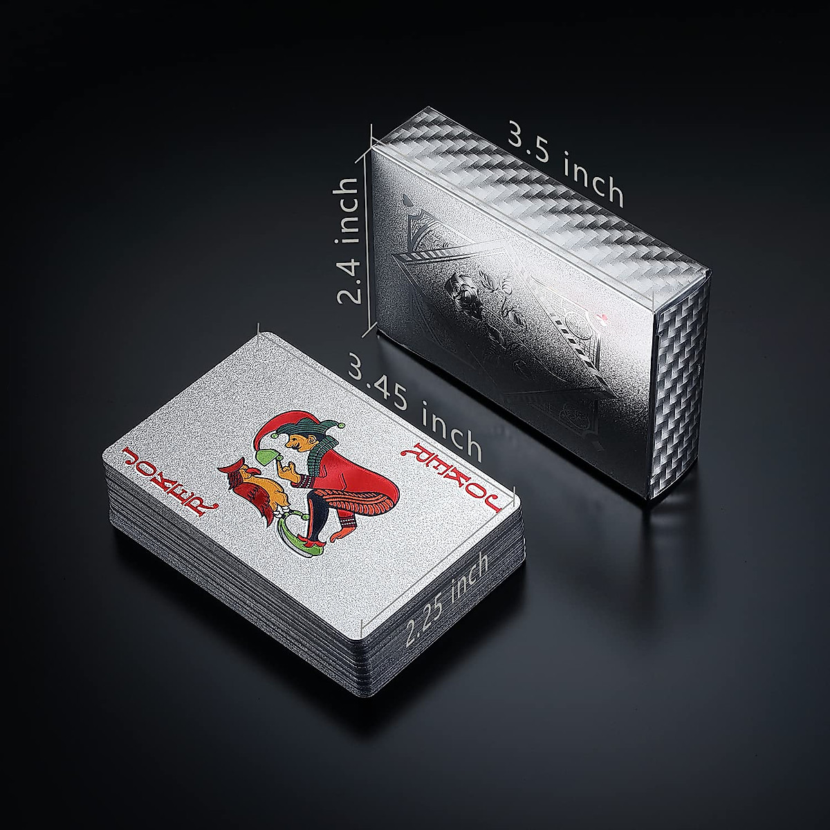 Zayvor 2 Decks Playing Cards Foil Poker Cards Deck of Cards 24K Gold Diamond Foil Poker Cards Waterproof Plastic Cards with Gift Box,Game Tools for Family Game Party- Cool Silver and Rose Gold