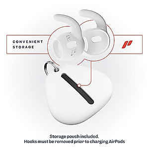 Proof Labs 4 Pairs for AirPods Pro 2 Ear Hooks Covers [Added Storage Pouch] Accessories Compatible with Apple AirPods Pro Generation 2 (White)