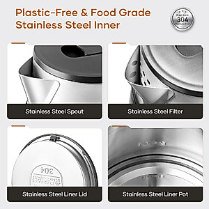 OLEGA Electric Kettle - 1500W Fast Boiling Electric Tea Kettle 1.8L BPA-Free Stainless Steel Hot Water Kettle Electric for Boiling Water Auto Shut Off Electric Water Kettle for Coffee Tea 120V