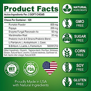 (2 Pack) Probiotics for Dogs - Dog Probiotics and Digestive Enzymes for Gut Health, Itchy Skin, Allergies, Immunity, Yeast Balance - Prebiotics - Reduce Diarrhea, Gas - 240 Probiotic Chews for Dogs