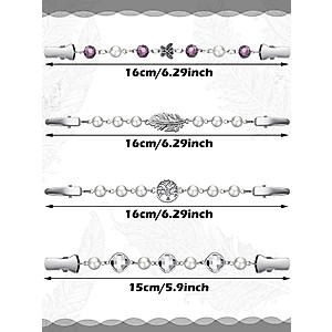 4 Pieces Vintage Sweater Shawl Clips Retro Cardigan Collar Clips Dress Shirt Brooch Clips for Women Wearing, 4 Styles(Pearl Butterfly Style)