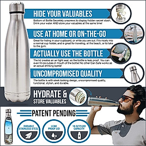 Diversion Water Bottle Can Safe by Stash-it, Stainless Steel Tumbler with Hiding Spot for Money, Discreet Decoy for Travel or at Home, Bottom Unscrews to Store your Valuables