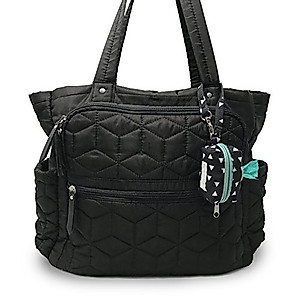 Goobie Baby Diaper Bag Dispenser, Includes Roll of Unscented Disposable Refill Bags | Waste Bag Holder for Stroller (Black Triangle Dispenser + 1 Roll)