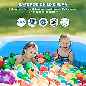 QPAU Inflatable Swimming Pool, 2021 Upgraded Family Full-Sized Blow Up Pool, Heavy Duty Above Ground Pool for Kids, Adults, Outdoor, Backyard, Pool Party