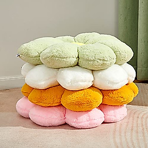 Ailive 21.6In White Flower Throw Pillow Floor Pillow Cushion Cute Desk Chair Cushion Decorative Throw Pillows for Girls Adults