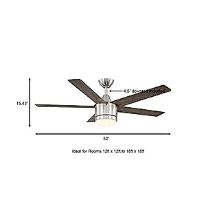 Home Decorators Collection Merwry 52 in. Integrated LED Indoor Brushed Nickel Ceiling Fan with Light Kit and Remote Control