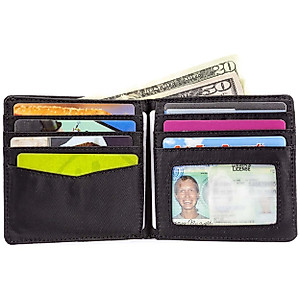 Big Skinny Men's World Bi-Fold Slim Wallet with Zippered Pocket, Holds Up to 35 Cards, Black