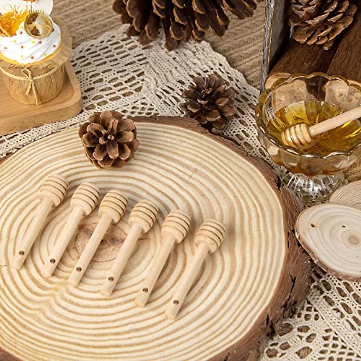 HAKSEN 55 PCS Honeycomb Stick, 3 Inch Mini Wooden Honey Dipper Charcuterie Accessories Honey Wand Honey Stirrers for Honey Syrup Jam Viscous Liquid