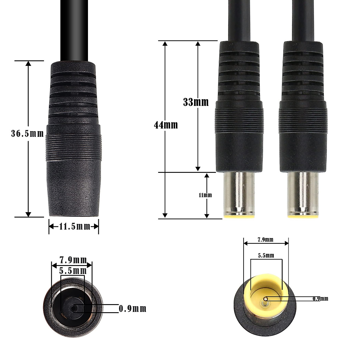 GINTOOYUN DC7909 Y Splitter Adapter Cable 14AWG DC 8mm 1 Female to 2 Male Power Cord for Portable Power Station, Solar Panel, Solar Power Bank,etc(60CM 2FT) Black
