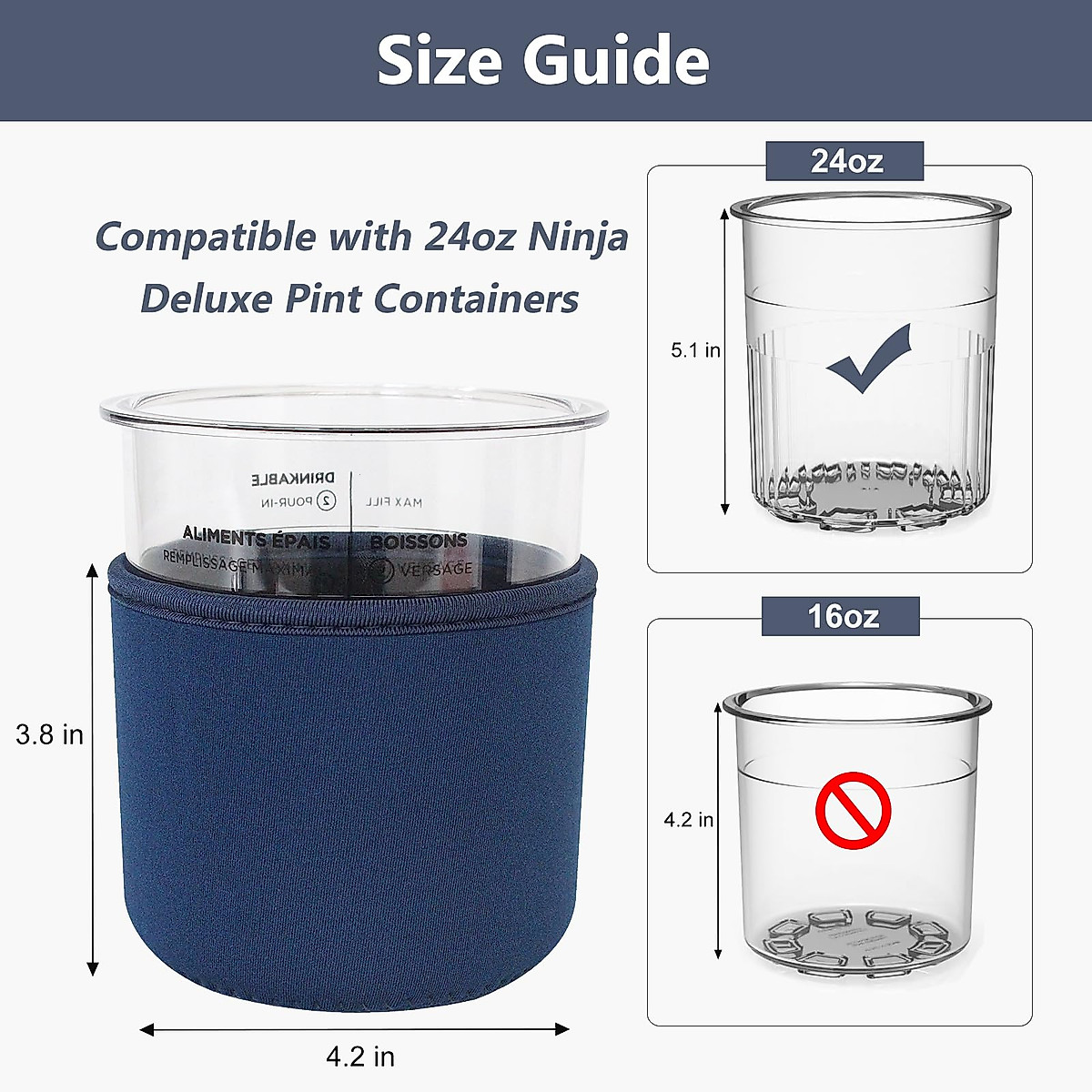 Xumbtvs Reusable Ice Cream Sleeve, 4 Pcs Neoprene Insulated Sleeves for Ninja Creami Deluxe Pints, Compatible with NC501, NC500 Series Deluxe Ice Cream Maker Containers, Only Sleeve(Colorful,24oz)