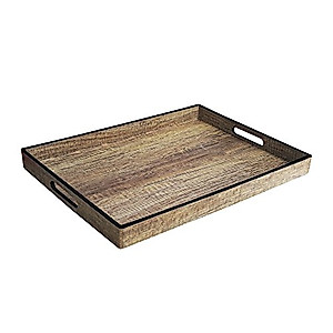 American Atelier Poplar Finish Tray with Rim, Black, 14x19