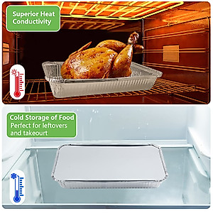 DEDU Aluminum Pans with Lids 9 x13 Heavy Duty, Rectangle Foil Pans with Covers 2.73 Lb Capacity, Disposable Tin Foil Pans Durable for Baking, Cooking, Heating, Storing, Food Prepping (30 Sets)