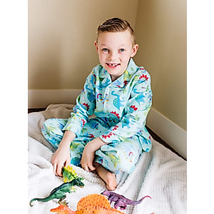 Wildkin Cotton Twin Sheet Set Bundle with Pajama Set Size 2T (Dinosaur Land)
