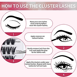 FADVAN Individual Cluster Lashes Glue 5ml and 240Pcs DIY Eyelash Extension 30D+40D D Curl Mixed 9-16mm Bundle