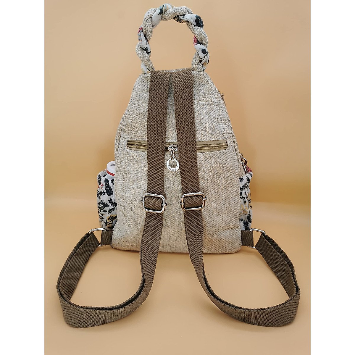 HUANGGUOSHU Backpack Purse for Women - Boho Style Small Convertible Sling Bag with Woven and Mushroom Design - Perfect Mini Backpack for Fashionable Hippie Ladies Cat