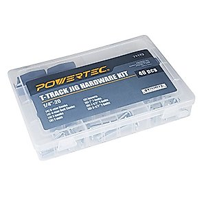 POWERTEC 71173 T Track Knob Kit, 1/4-20 Threaded Bolts and Washers, 46 Piece Set, T Track Bolts, T Track Accessories for Woodworking Jigs and Fixtures