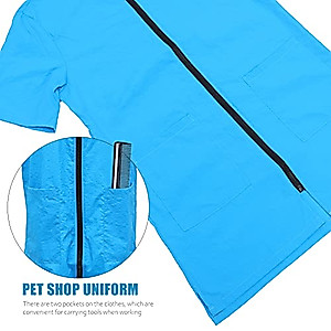 UKCOCO Pet Grooming Smock- Dog Grooming Smock with Full Zipper Anti- Static Pet Grooming Work Clothes Pet Beautician Jacket Smock Dog Cat Groomer Cosmetologist Uniforms for Pet Shop for Men& Women
