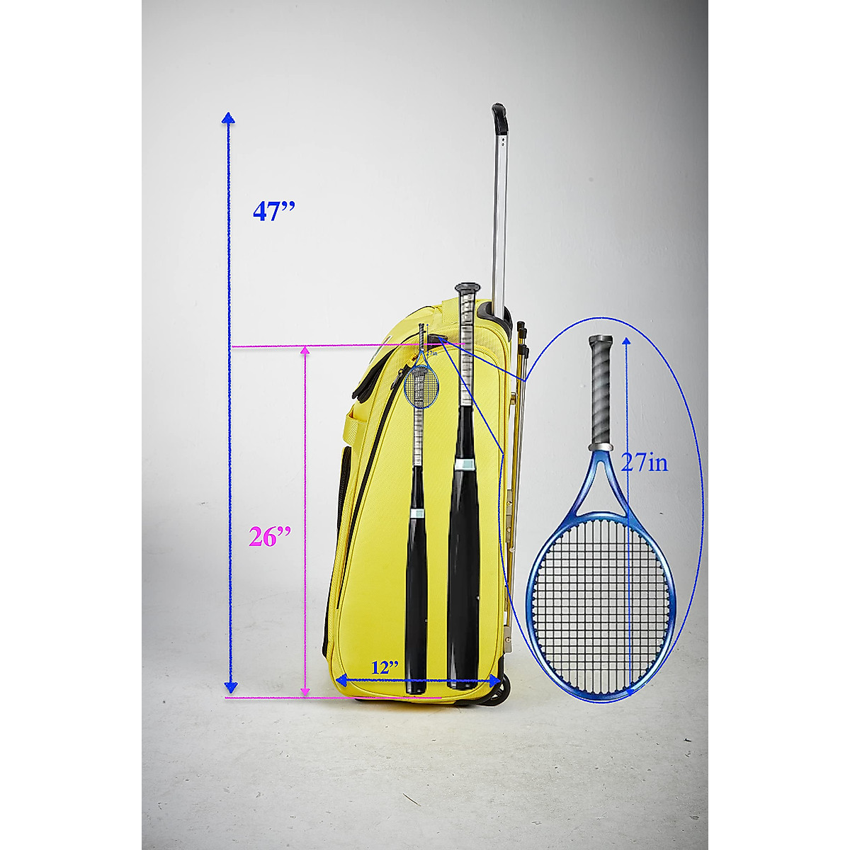 VIV Pickleball Tennis Bag: All-in-One Pickleball Bag, Hopper, and Feeder with Wheels. Store, Travel, Practice with Pickleball, Tennis, Baseball, Softball Gears. Pickleball Hopper, Tennis Ball Hopper