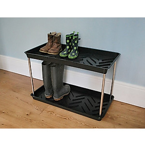 Tierra Garden GP105B Black 2-Tiered Recycled Plastic Boot Tray