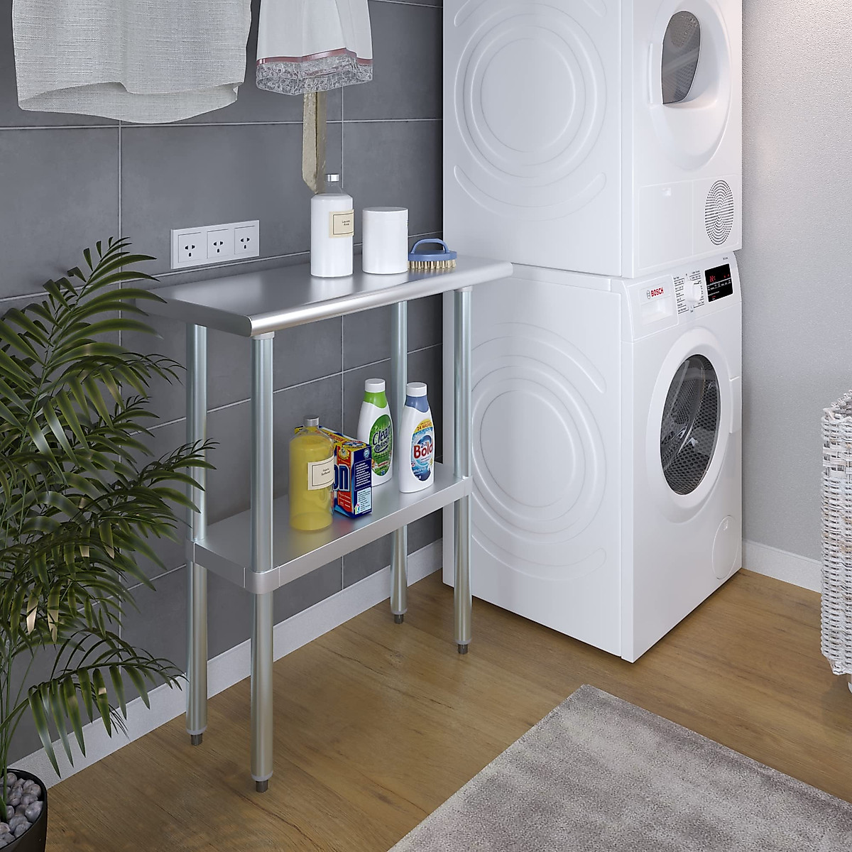 14" x 30" AmGood Stainless Steel Work Table | Metal Kitchen Food Prep Table | NSF | Commercial & Residential Kitchen Laundry Garage Utility Bench