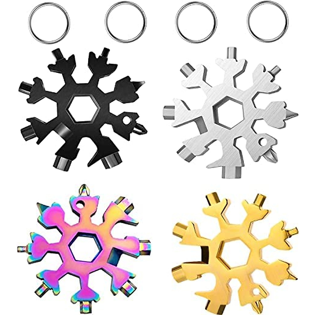 4 Pack 18 In 1 Snowflake Multi Tool, Stainless Steel Beer Bottle Opener, Mens Stocking Stuffer Ideas,Snowflake Multi Tool