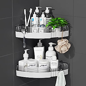 UIFER 2-Pack Corner Shower Caddy Shelves - Bathroom Storage Organizers for Shampoo, Conditioner, Soap, and More - Removable, No-Drill Design for Easy Installation - Ideal for Bathrooms and Kitchens