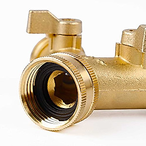 Triumpeek Brass Garden Hose Splitter, 3/4 Inch Brass Hose Connector, 2-Way Y Brass Hose Connector