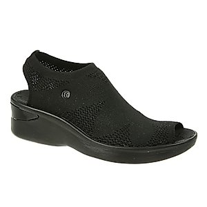 Bzees Women's Secret Wedge Sandal, Black Knit, 8 Wide US