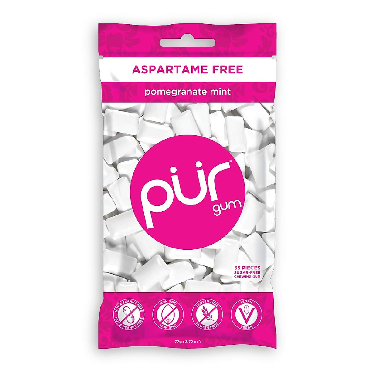 Pur Gum Variety Pack - Peppermint, Pomegranate Mint, Spearmint and Wintergreen - 55 Pieces each