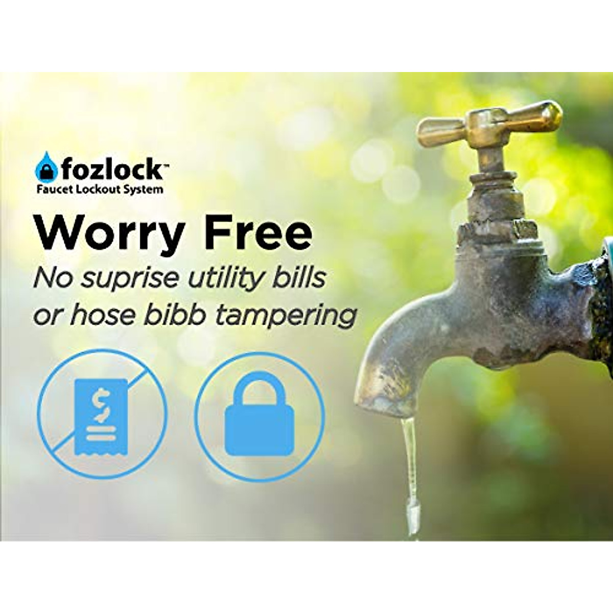 Fozlock Outdoor Faucet Lock System - Insulated Water Spigot Lock and Garden Hose Bib Lock With Cover, Stainless Steel - Prevent Water Theft and Stop Unauthorized Water Use, Easy Installation