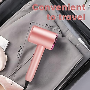 Bo'laiya Professional Ionic Hair Dryer | 1875W Powerful Low Noise Hair Dryer | Constant Temperature for Fast Hair Drying | with Hair Diffuser and Cluster Nozzle for Home Salon and Traveling | (Pink)