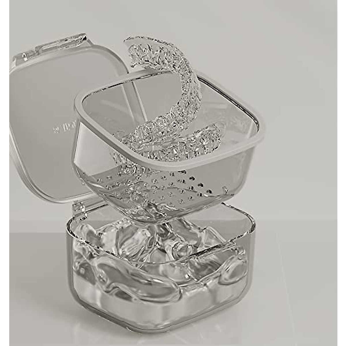 Retainer Case, Retainer Cleaner Case, Unique Denture Bath with Drain Tray, Suitable for Dentures, Denture Bridges, Partial Dentures, Traditional Braces, Etc. (Black)