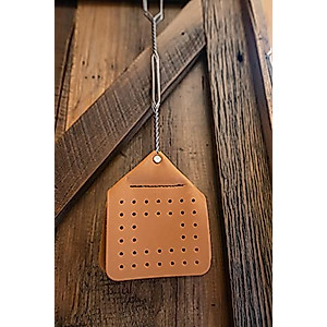 Hope Woodworking Leather Fly Swatter Set (1 Pack) – 17” Amish-Made Fly Swat w/Real Leather Paddle – Fly Swatters Multi Pack w/Metal Handle – Bug Swatter, Mosquito Swatter, Wasp Swatter (Brown)