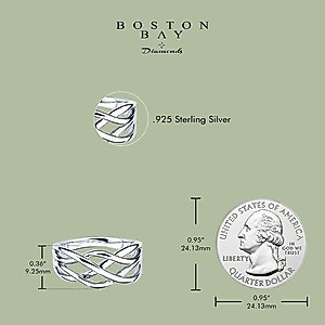 .925 Sterling Silver Woven Wide Band Ring- Size 8