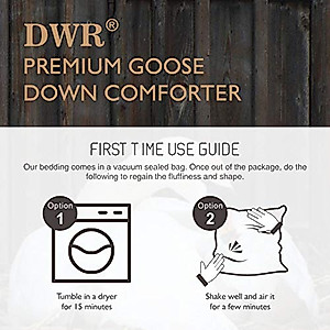 DWR Luxury King Goose Feathers Down Comforter, Ultra-Soft Egyptian Cotton Cover, 750 Fill Power Medium Weight for All Season Hotel Style Fluffy Duvet Insert with Ties (106x90 Inches, White)