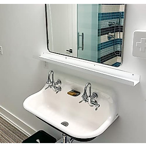 DIY CARTEL Made in USA Floating Metal Wall Shelf Picture Ledge - USA Manufactured Steel - Industrial Heavy Duty Modern Farmhouse Rustic Designed Shelf (48in White)